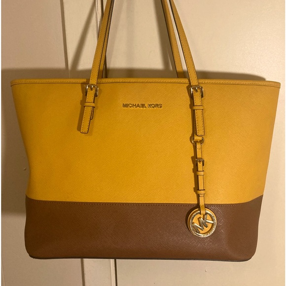 Michael Kors | Bags | Michael Kors Jet Set Tote In Mustard Yellow And ...